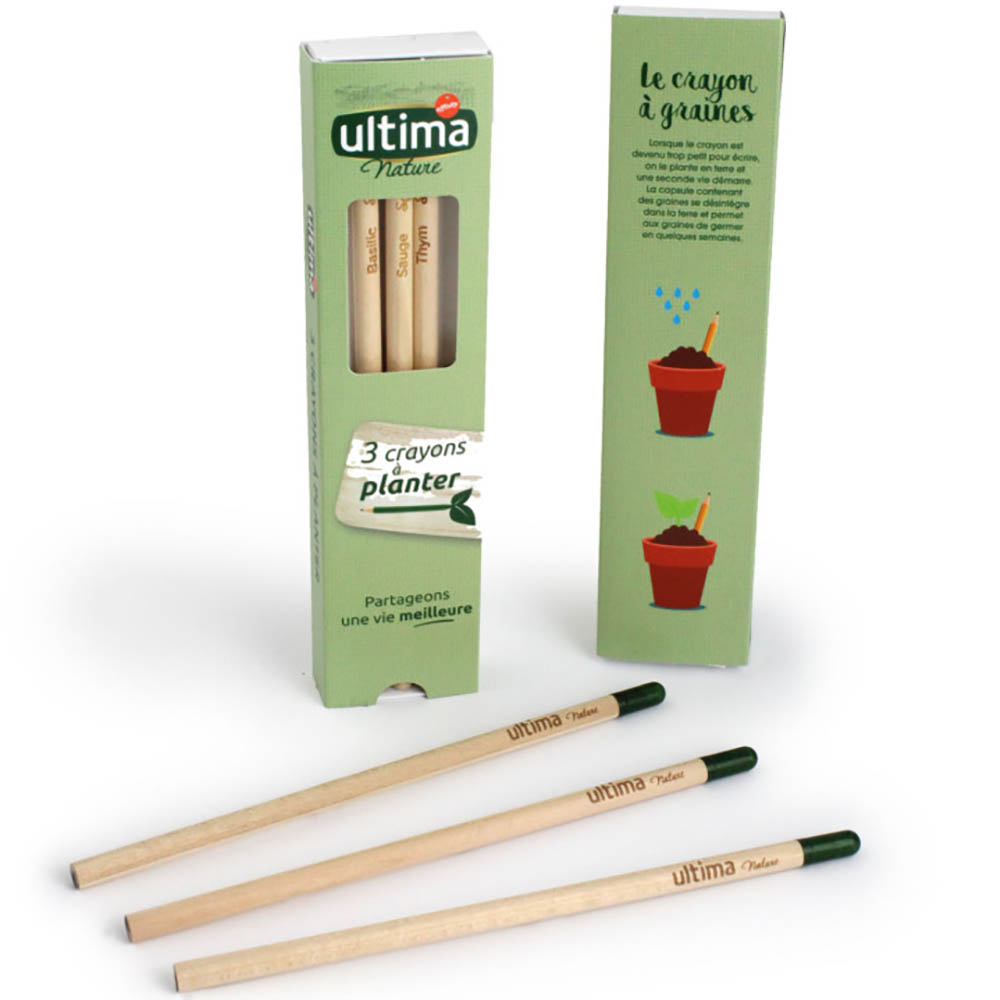 Coffret de 3 crayons à planter personnalisé - Made in UE